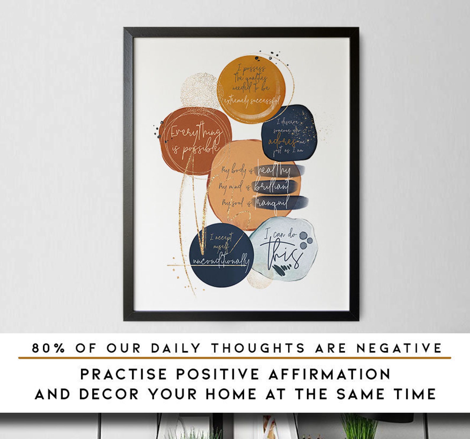 Daily Affirmations poster Abstract Wall Art with | Etsy