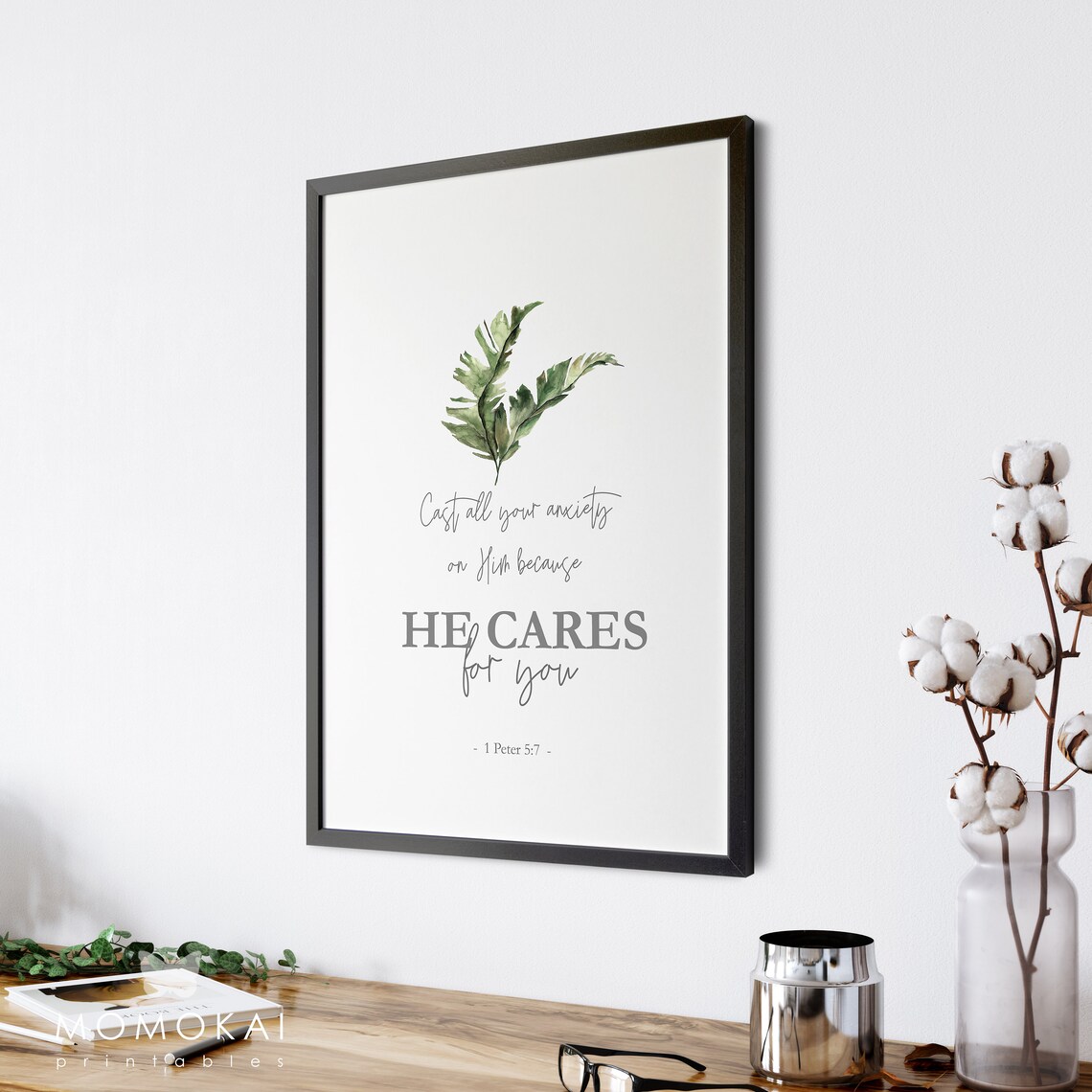 He Cares For You Bible Verse Printable 1 Peter 5:7 Print | Etsy