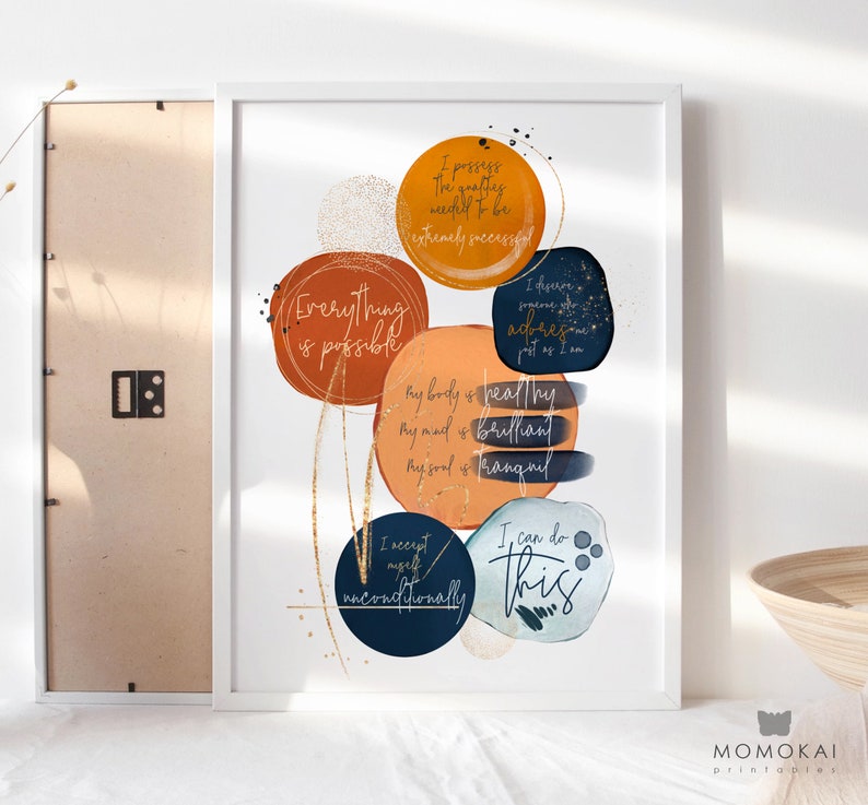 Daily Affirmations Poster Abstract Wall Art With - Etsy