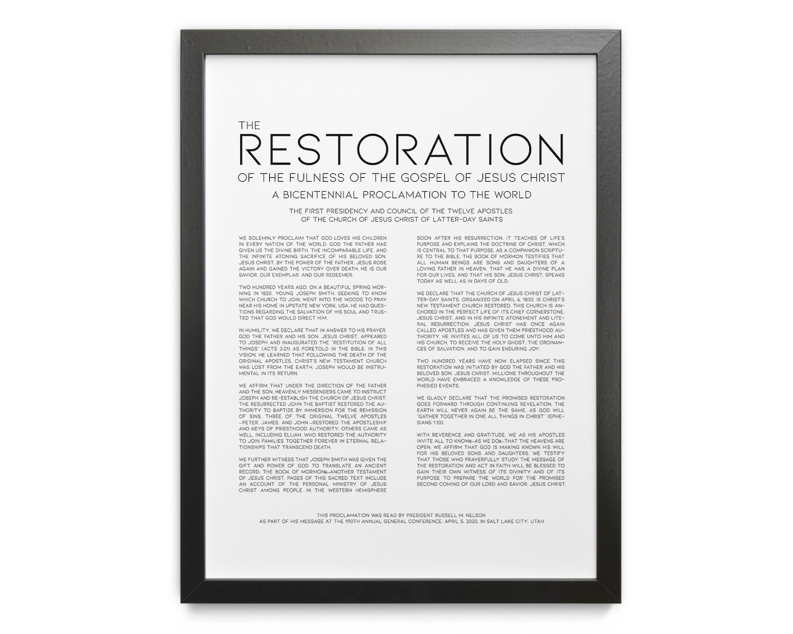 LDS Printable Set Family Proclamation Restoration | Etsy