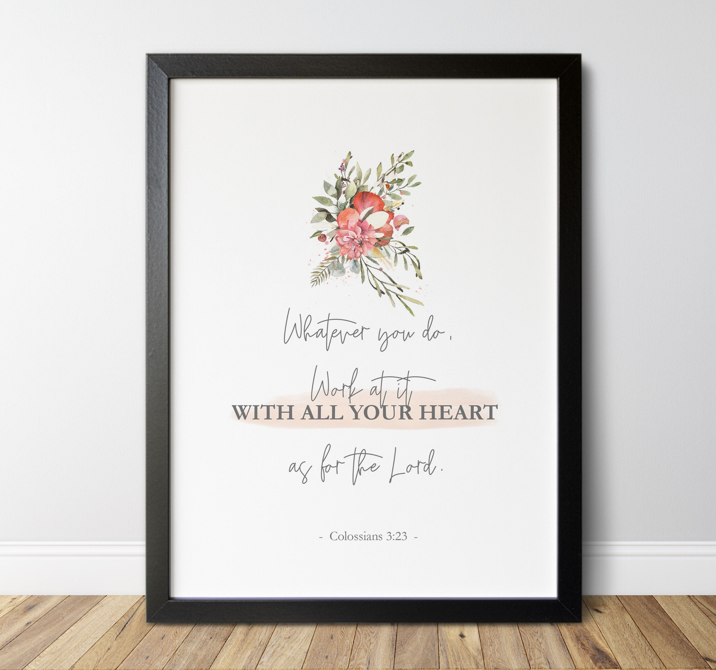 Colossians 3:23 Print Whatever You Do Verse Pink Bible Verse | Etsy