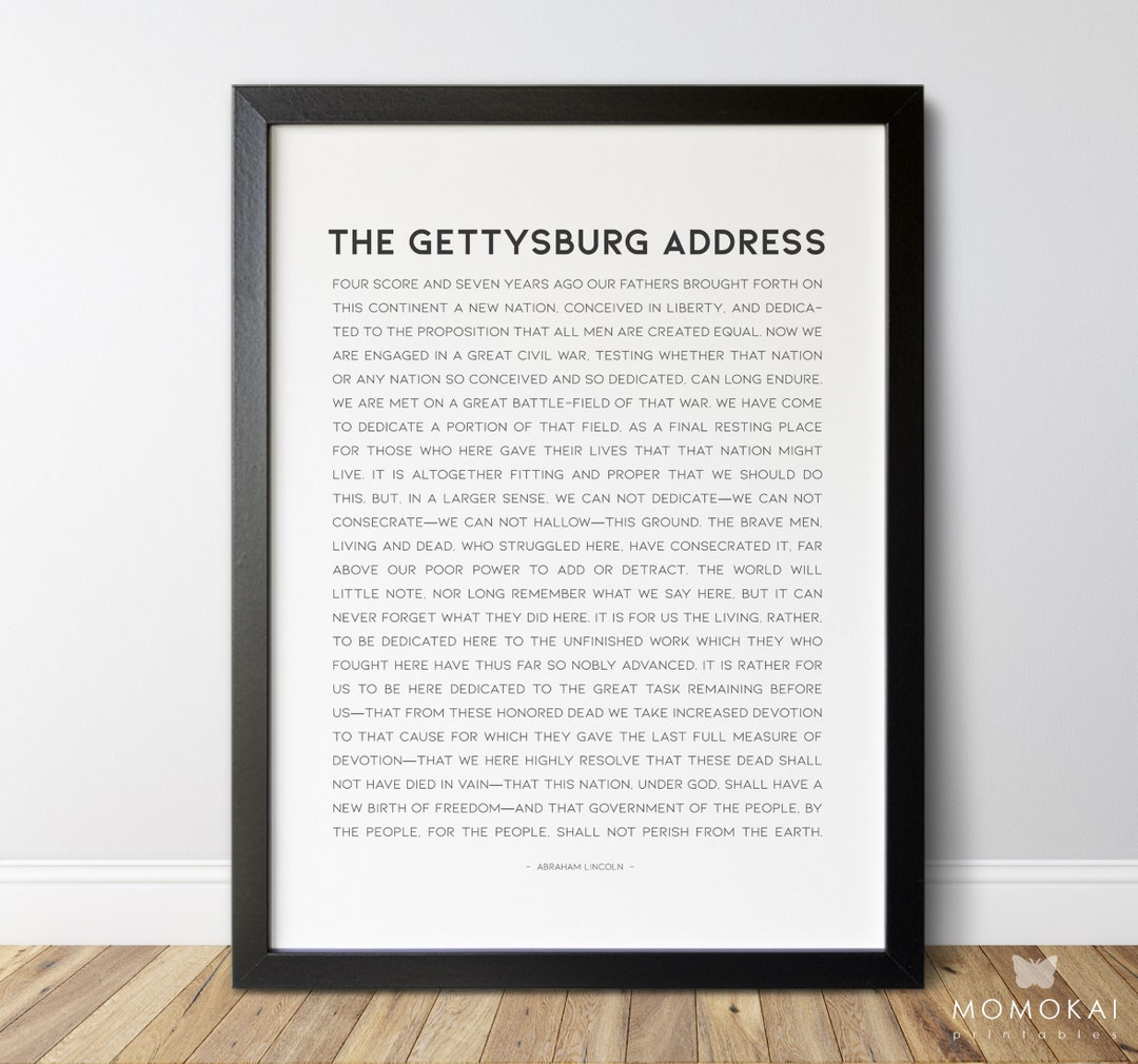 The Gettysburg Address Print, Gettysburg Address Patriotic Abraham ...
