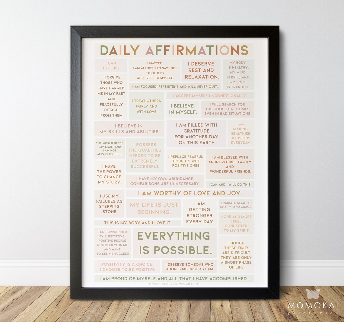 Daily Affirmations Printable Poster Encouragement Mantras - Etsy