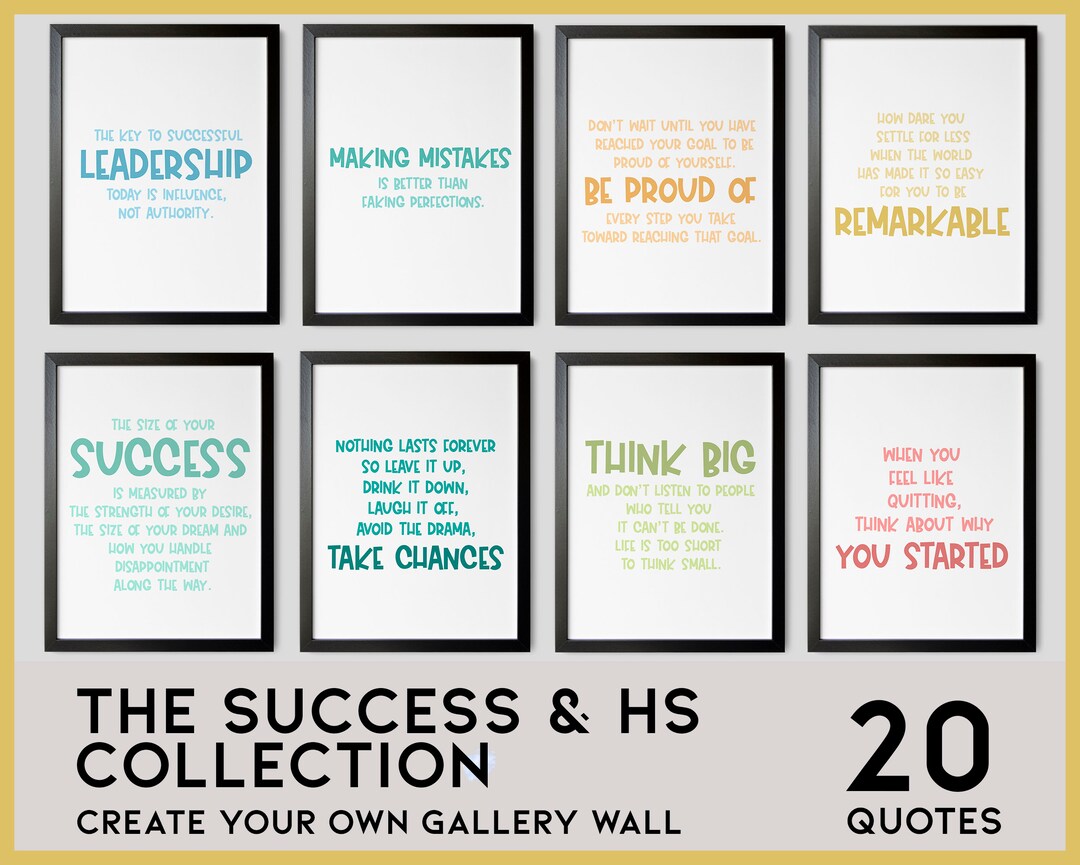Inspirational Office Quote Prints, Colorful Wall Art Set (digital ...