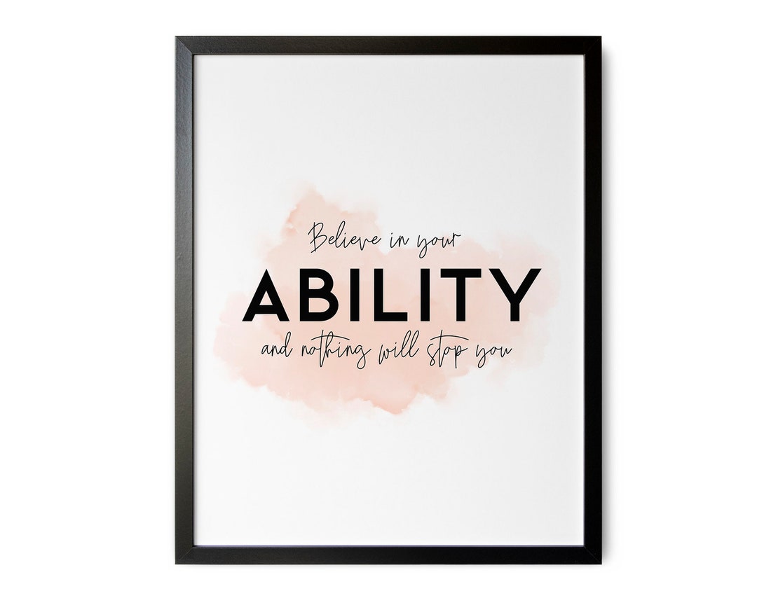 Ability Definition Print, Office Success Quote, Pink Watercolor Print ...