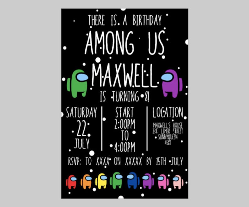 DIGITAL Custom Among Us Party Invitation, Personalised Birthday Party ...