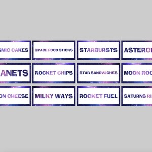 Space Food Tent Cards, Birthday Party Baby Shower Display Snack Buffet ...