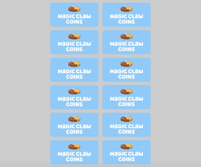 Bluey Inspired MAGIC CLAW COINS Favour Stickers Birthday - Etsy Australia