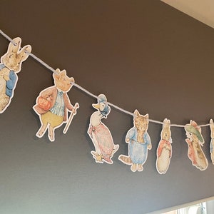 Peter Rabbit Inspired Character Banner, Handmade Birthday Party Sign ...