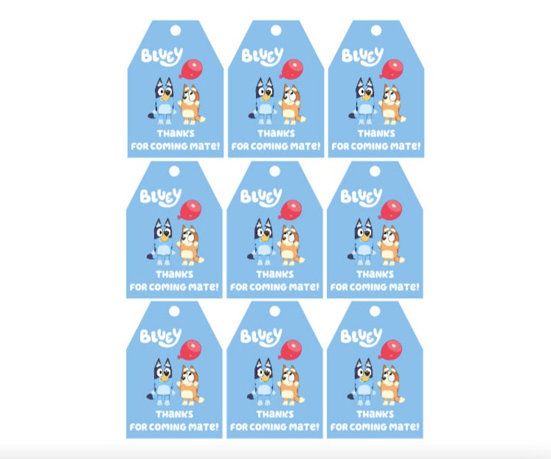 Bluey Inspired Favour Tags, Handmade Birthday Party Gifts Baby Toddler ...