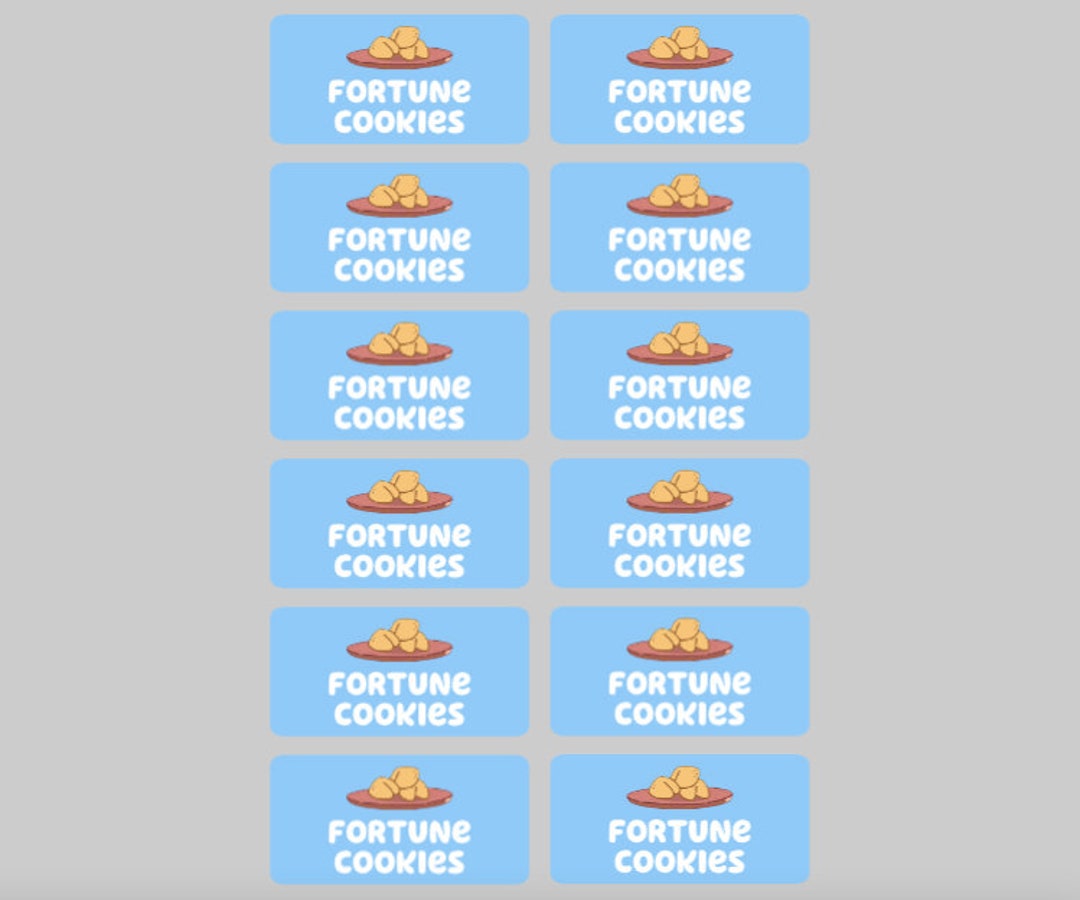 Bluey Inspired FORTUNE COOKIES Favour Stickers, Birthday Party Favour ...