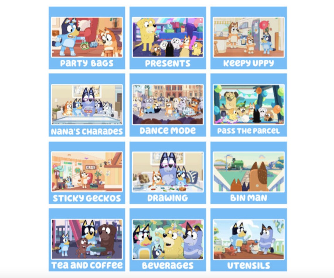 Bluey Food/activity Tent Cards, Customisable Birthday Party Display ...