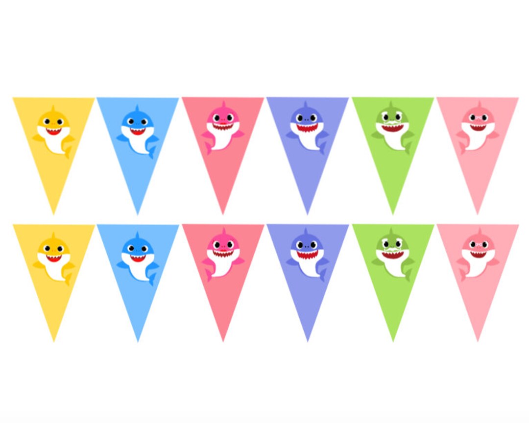 Baby Shark Inspired Character Bunting, Handmade Personalised Birthday ...