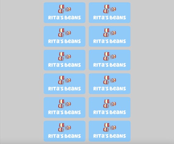 Bluey Inspired RITA'S BEANS Favour Stickers Birthday - Etsy