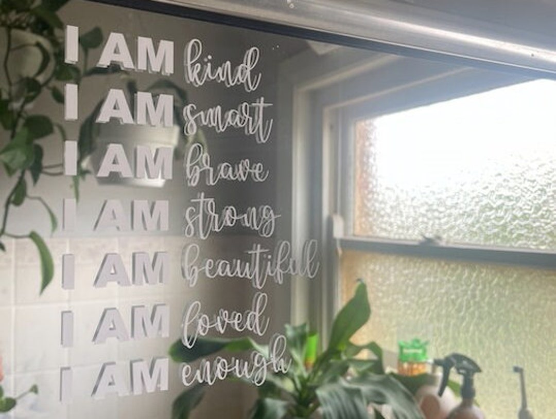 I AM Affirmation Vinyl Sticker, Positive Confidence Mirror Window Cling ...