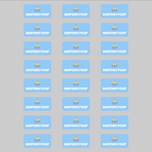 Bluey Inspired UNIPONY POOP Favour Stickers, Birthday Party Favour ...