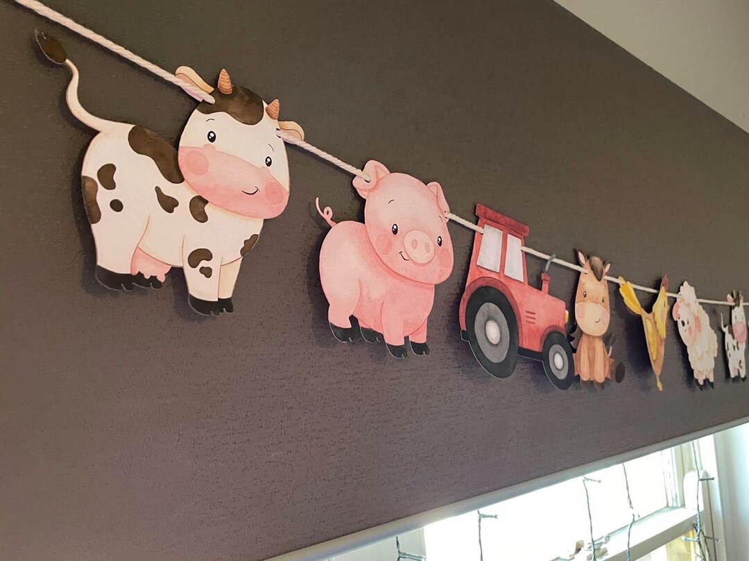 Farm Animal Inspired Character Banner, Handmade Birthday Party Sign ...