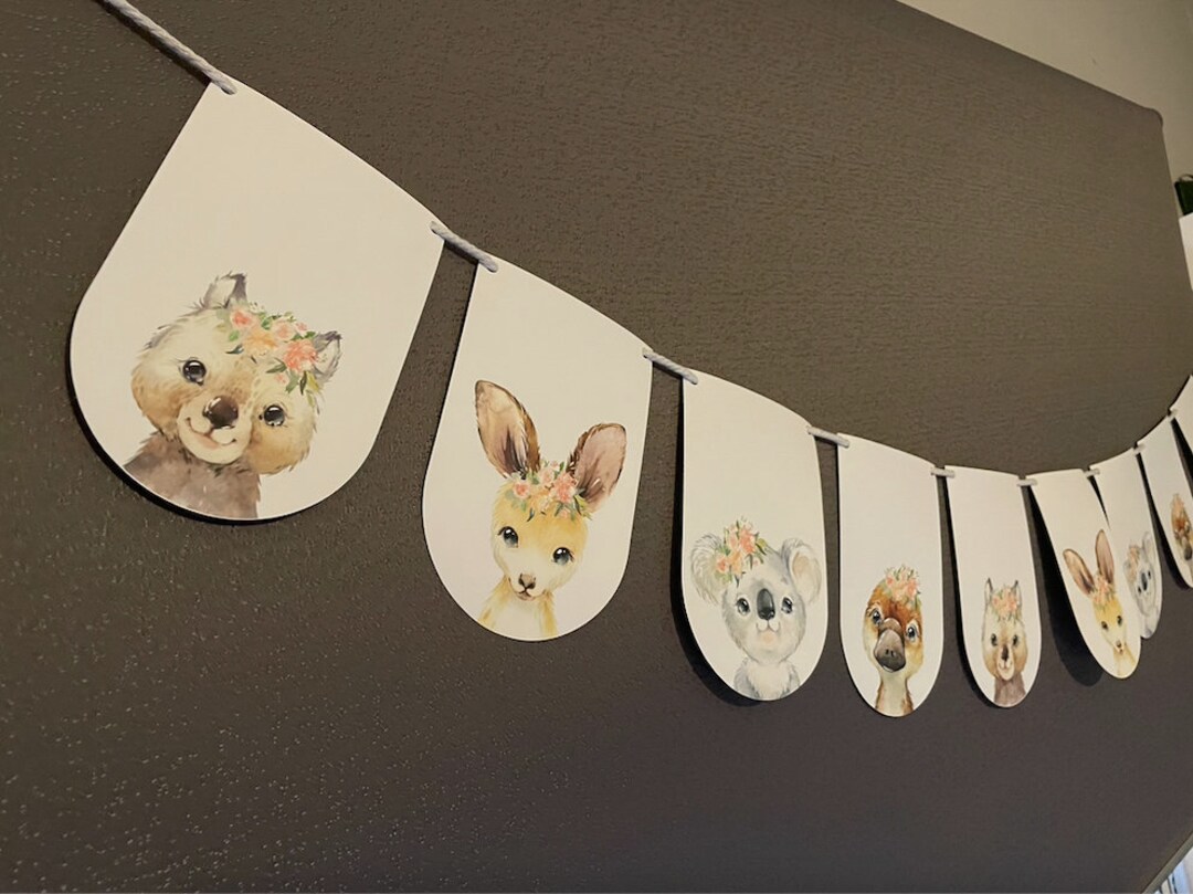 Australian Animal Floral Character Bunting, Handmade Personalised ...