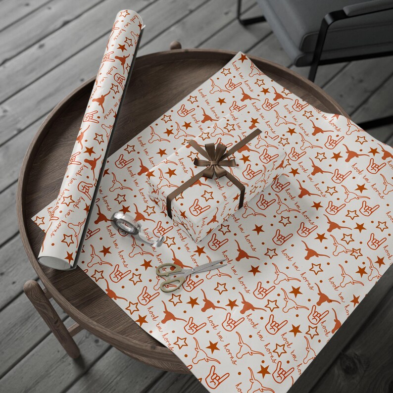 Longhorn Wrapping Paper Hook'em Horns Gift Wrap Holiday Gift Wrap ...