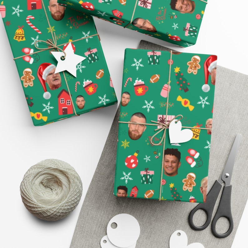 Kansas City Chiefs Wrapping Paper With Andy Reid, Travis Kelce and ...