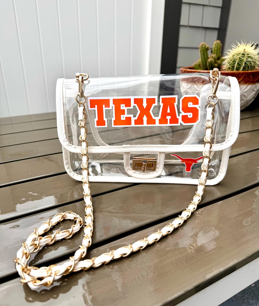 Texas Long Shoulder Purse/crossbody Clear Purse. Stadium Approved. 2 ...