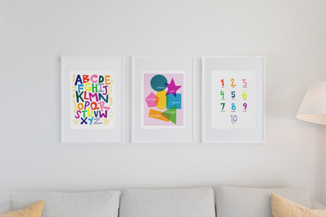 DIGITAL DOWNLOAD Colorful Learning Print Set | Alphabets, Numbers ...