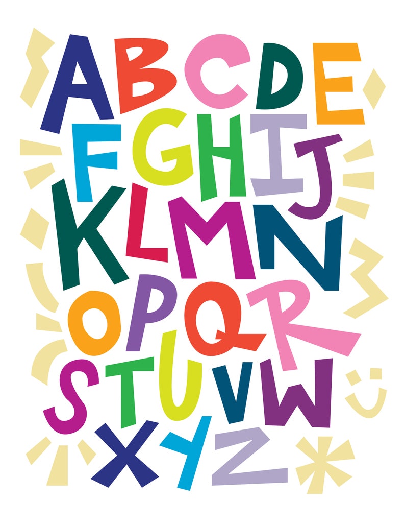 DIGITAL DOWNLOAD Colorful Alphabet Print - Etsy