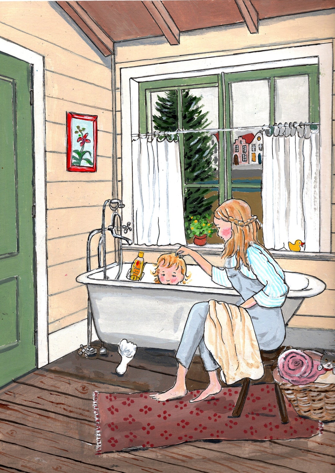 Bathing Time - Postcard / Folded Card - Art Print - A4 Poster - Etsy