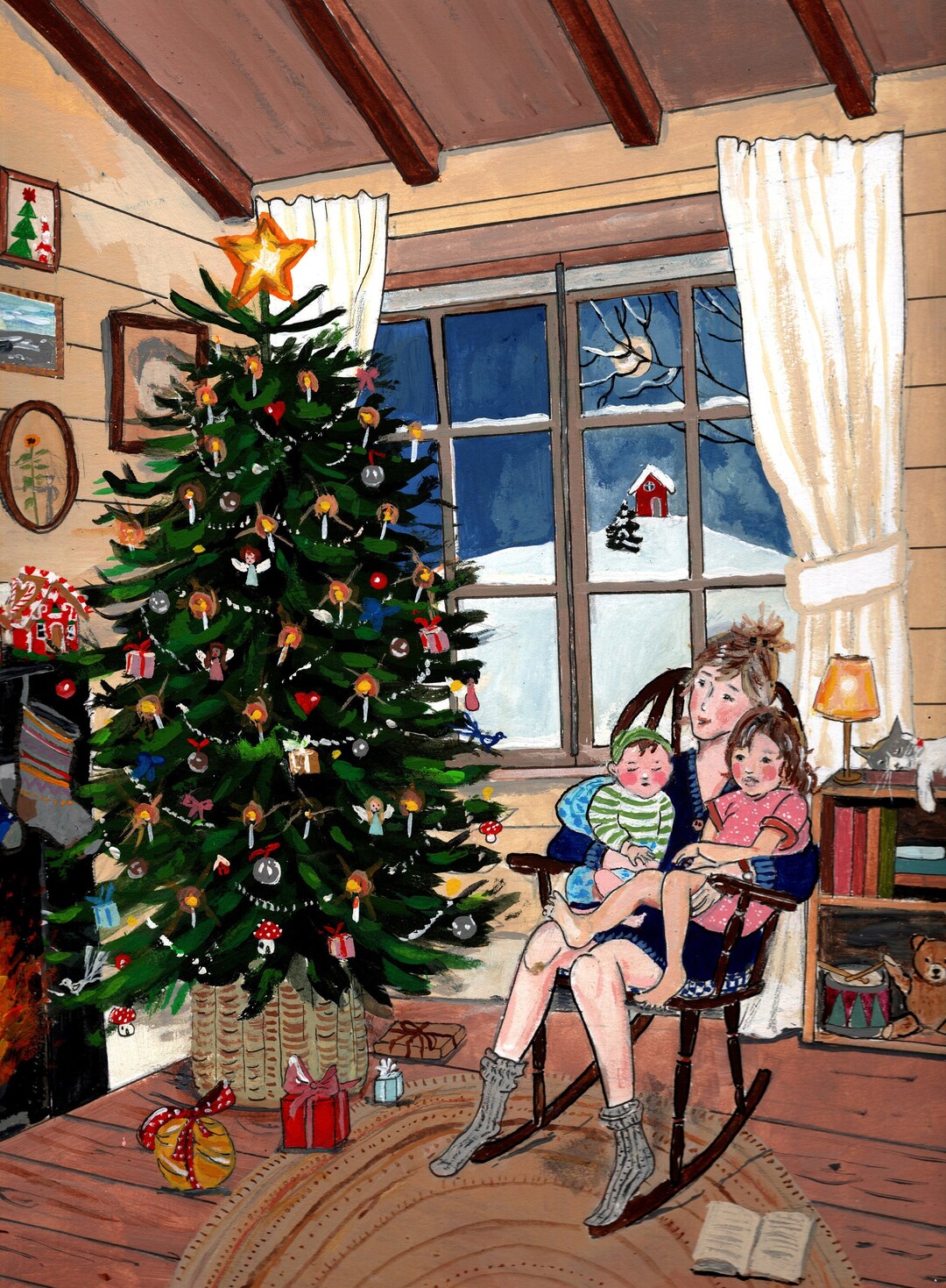 Rocking Chair Christmas Card Holiday Greeting Postcard Folded Card - Etsy