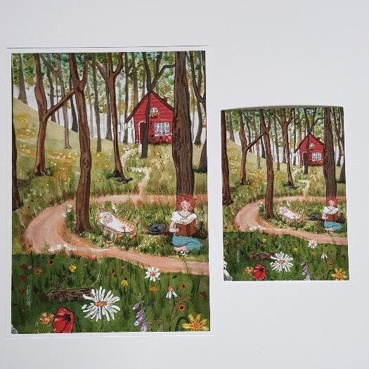 Summer in the Forest Postcard Folded Greeting Card Art - Etsy