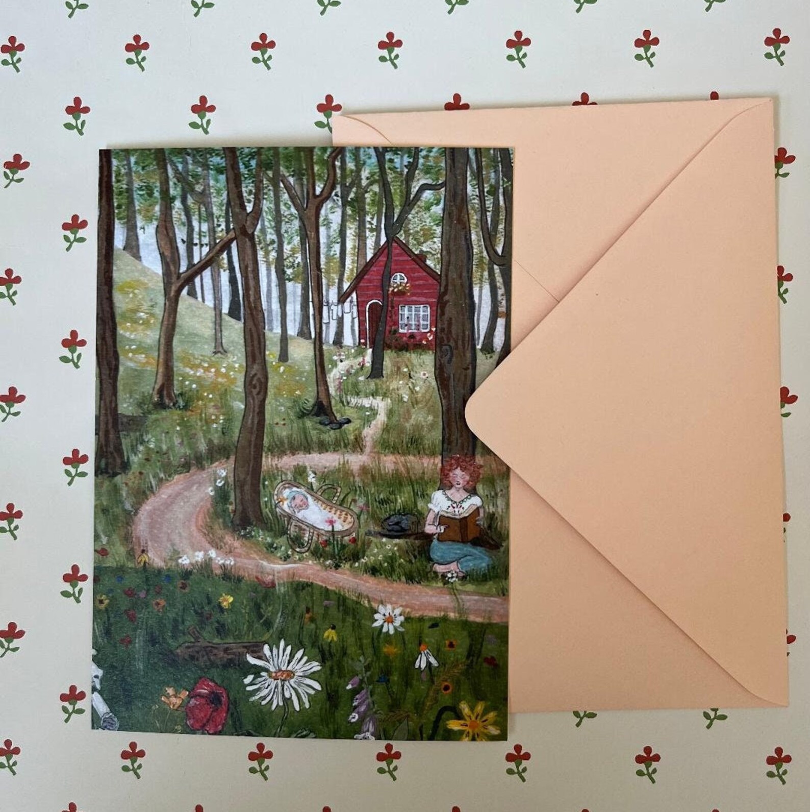 Summer in the Forest Postcard Folded Greeting Card Art - Etsy