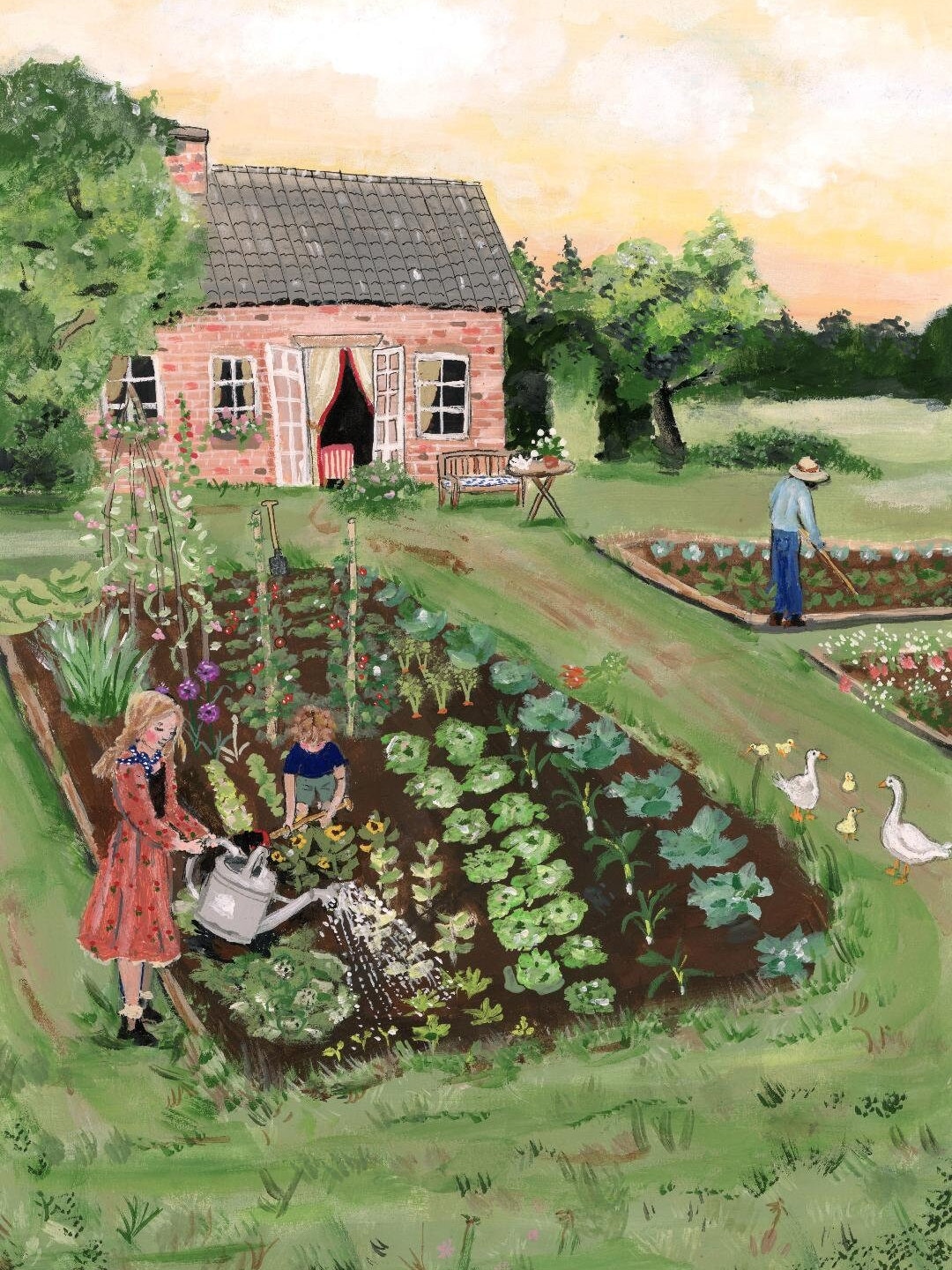 The Vegetable Garden - Postcard / Art Poster (A4 Size) - Illustration ...
