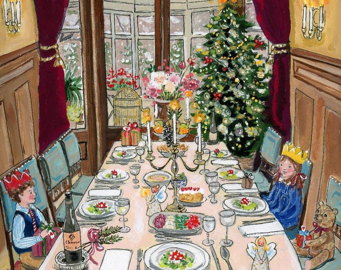 The Christmas Dinner - Christmas Card - Holiday Greeting - Square ...