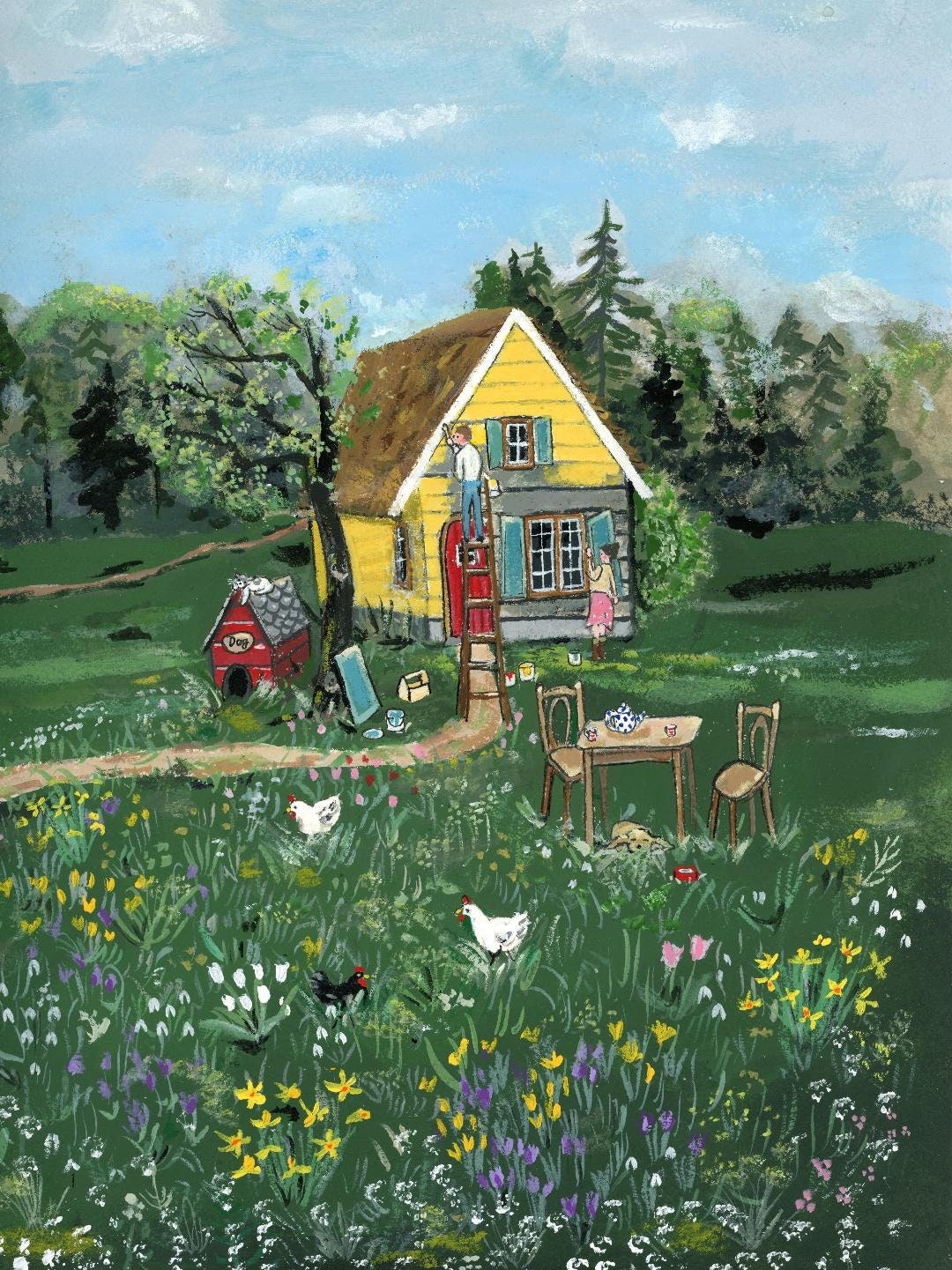 Little Yellow Dreamhouse - Postcard / Art Poster A4 - Etsy