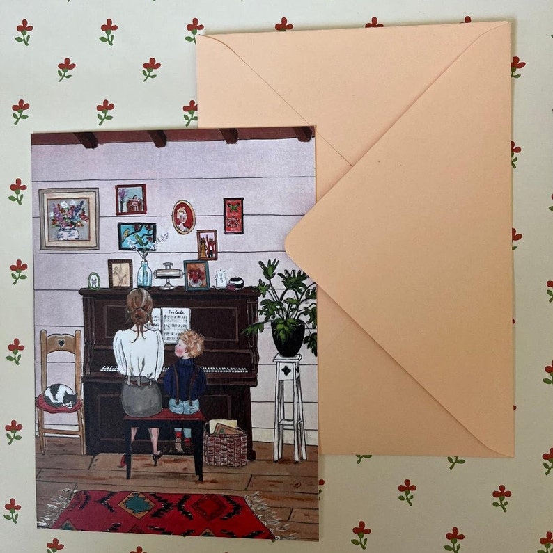 Piano Lesson Postcard / Folded Card A4 Poster Art Print - Etsy