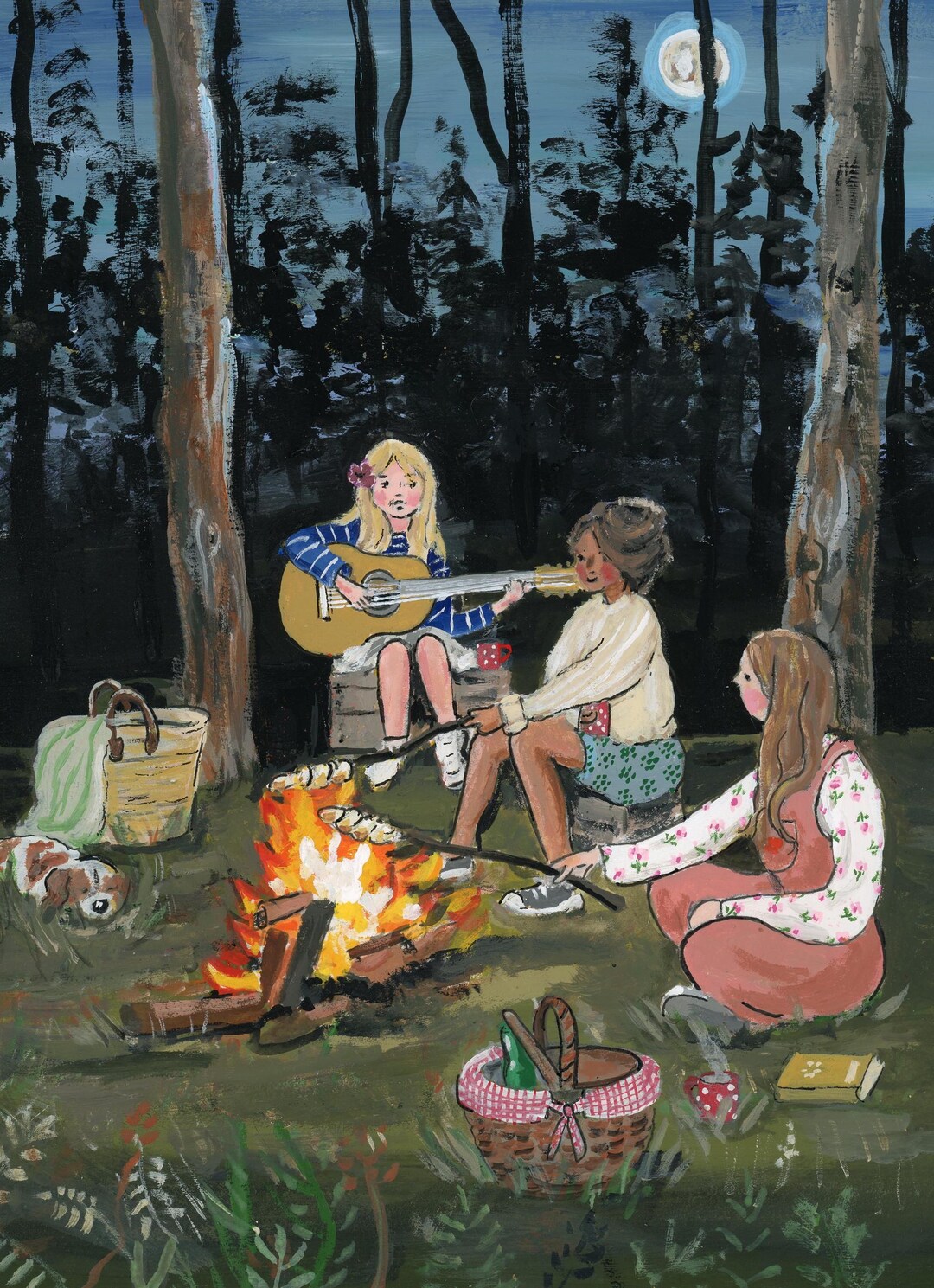 Around the Campfire - Postcard - Illustration Art - Etsy