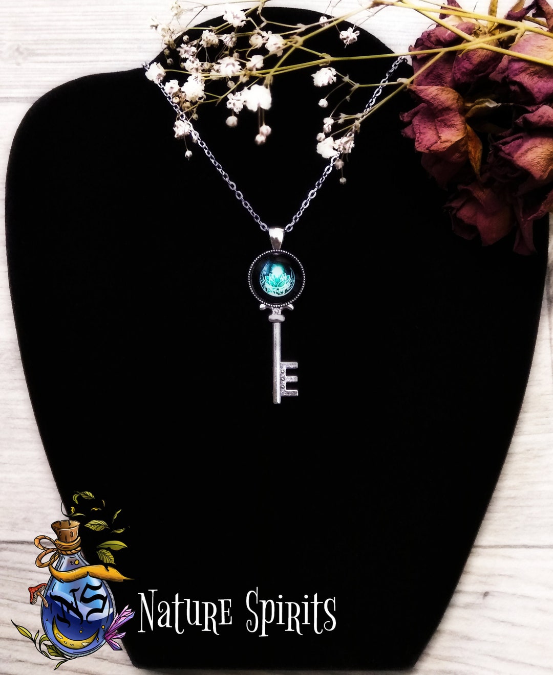 Crescent Moon Skeleton Key Pendant Necklace Wicca Pagan Gift - Etsy