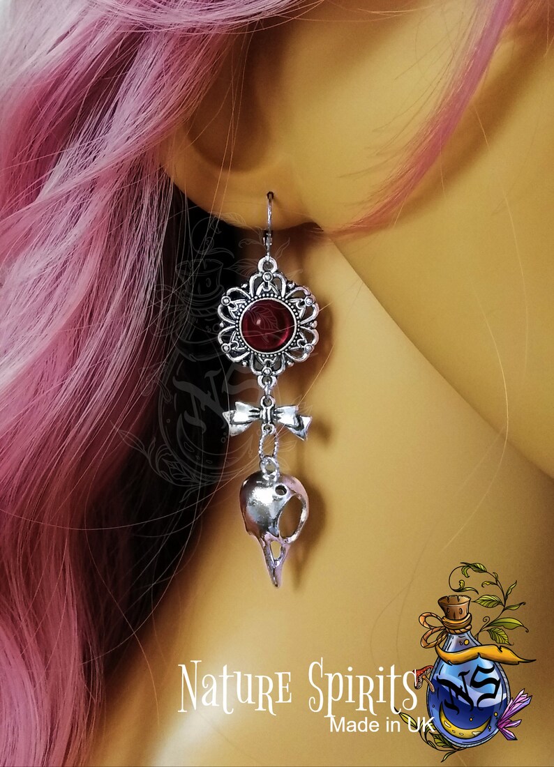 Vampire Devil Bird Skull Crow Bones Gothic Goth Punk Red Glass - Etsy