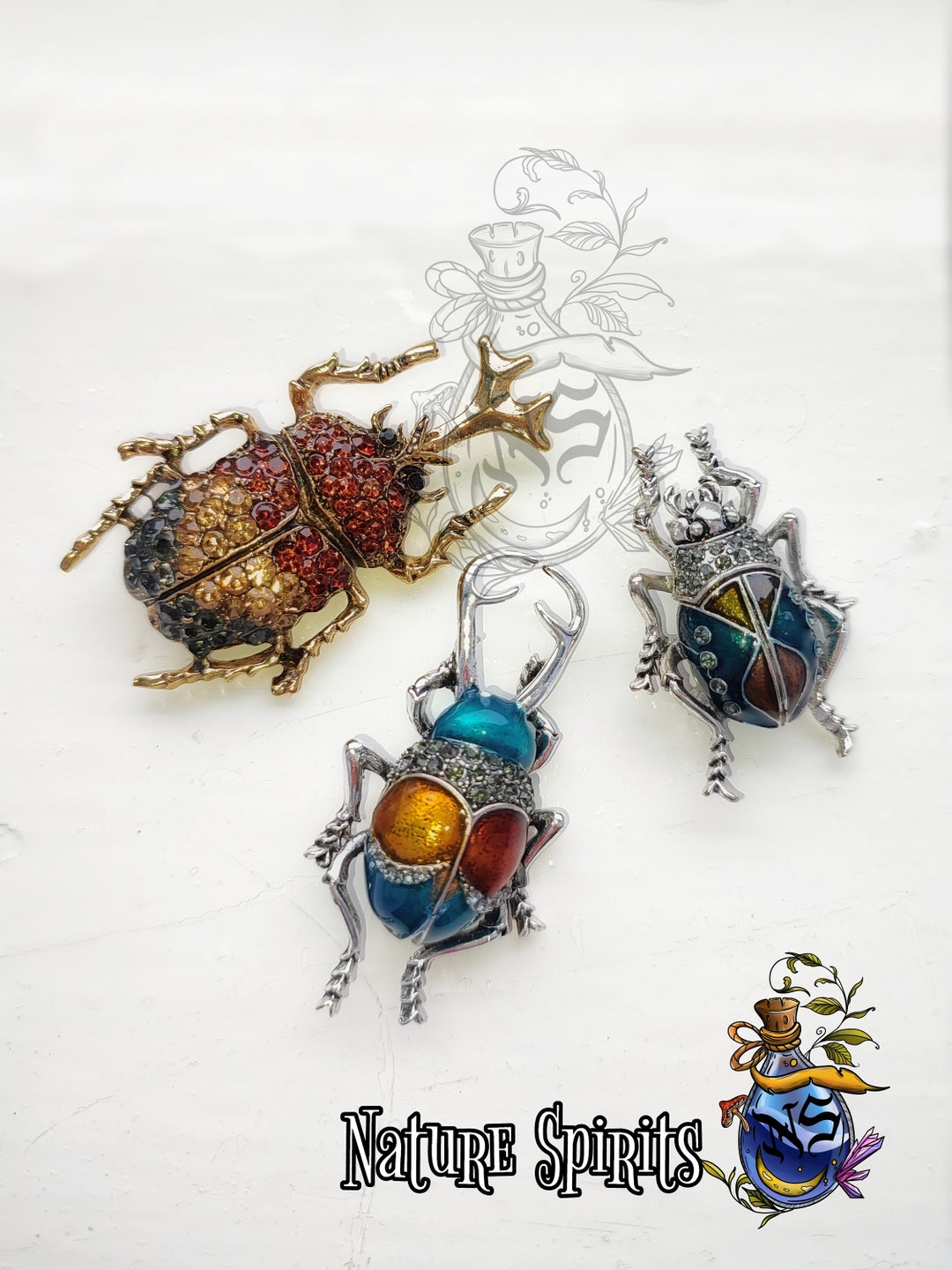 Stag Antler Beetle Enamel Brooch Pin Insect Rhinestone Bugs Gothic ...