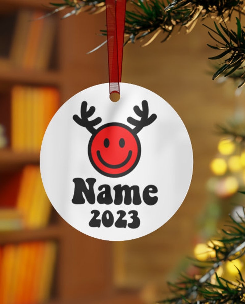 Personalized Smiley Face With Antlers Christmas Ornament Gift - Etsy