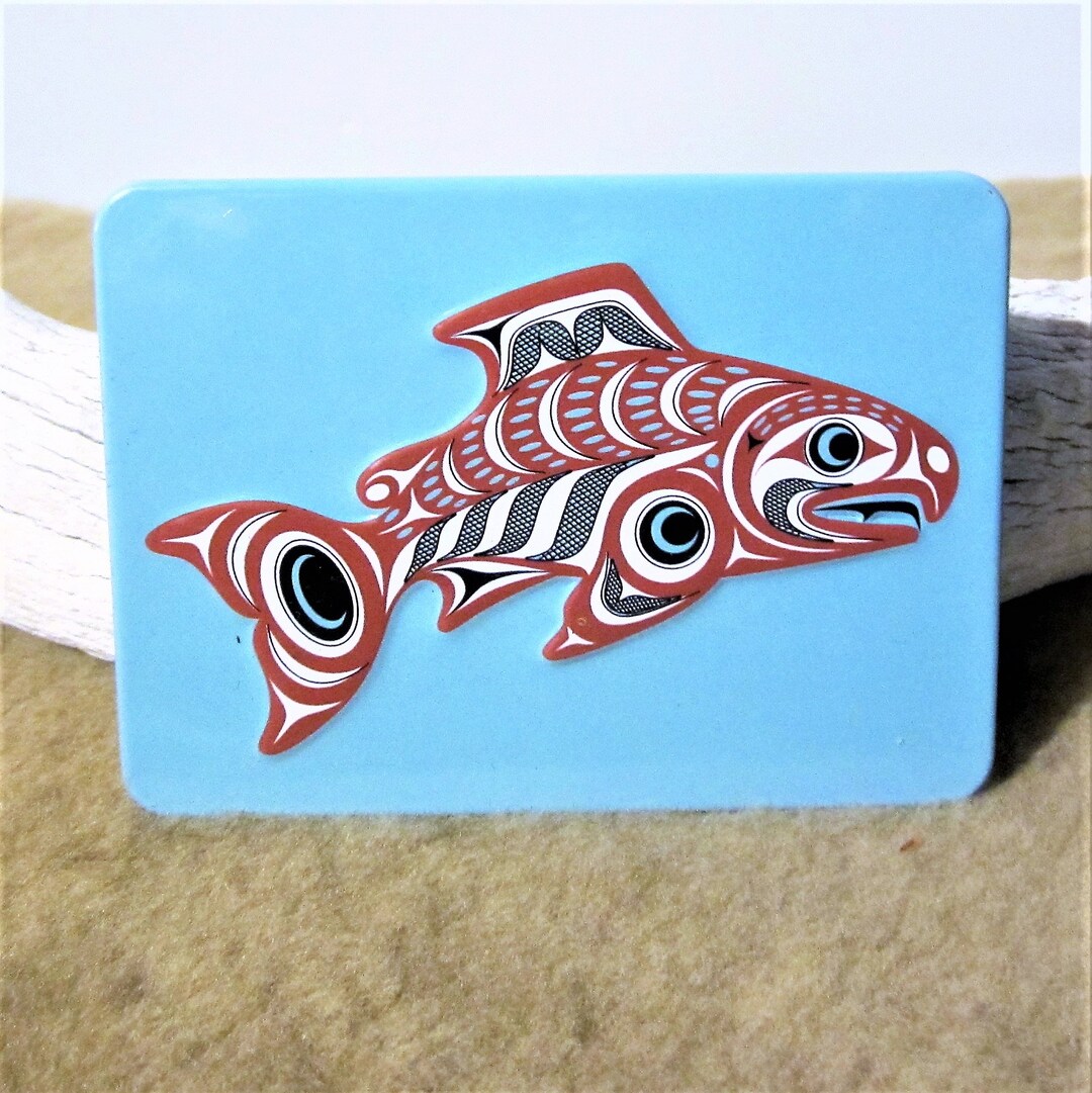 Coast Salish First Nation 'salmon' Embossed Metal Fridge Magnet Pacific ...