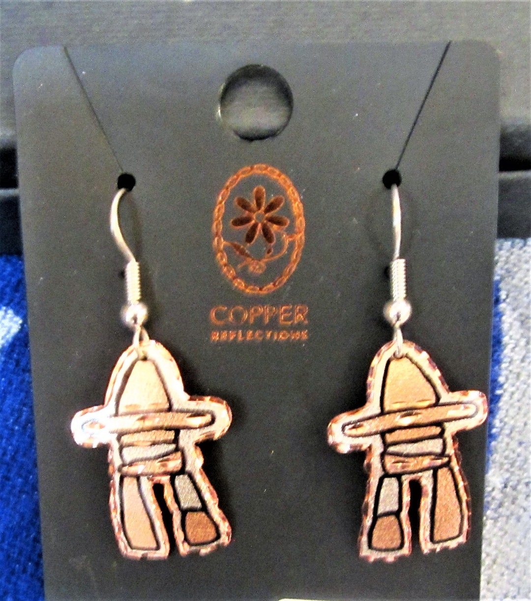 Copper Silver Plate First Nation Native Earrings Indian Art - Etsy