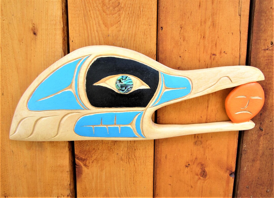 Coast Salish First Nation 'ravens Light' Carving Pacific North West ...