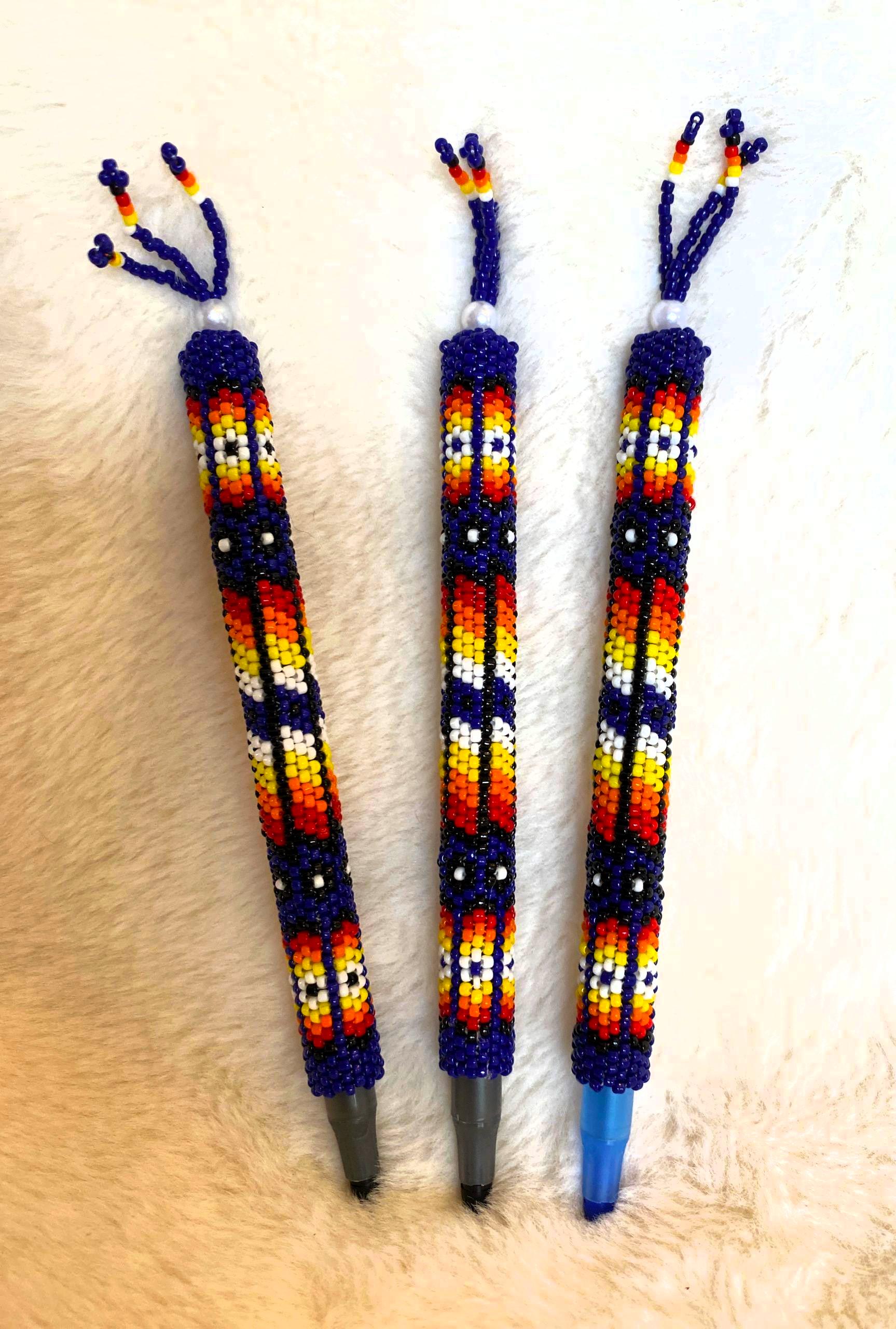 Cree First Nation '1 Single Royal Blue Beaded Pen' Sub Arctic Eastern ...