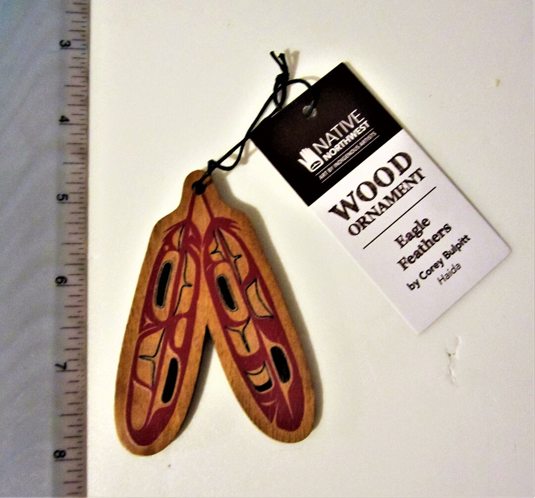 Haida First Nation 'eagle Feathers' Wood Ornament Pacific North West ...