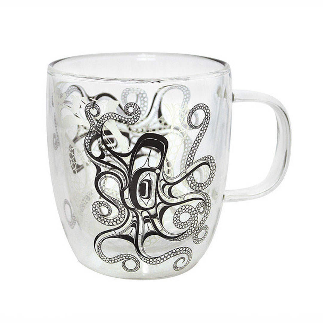 Haida First Nation 'octopus' Double Walled Glass Mug Pacific North West ...