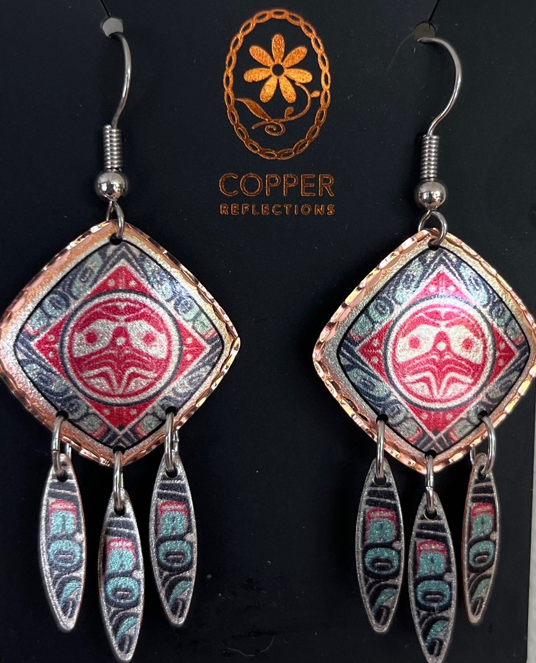 First Nations Copper Silver Plate Earrings Pacific North West Coast ...