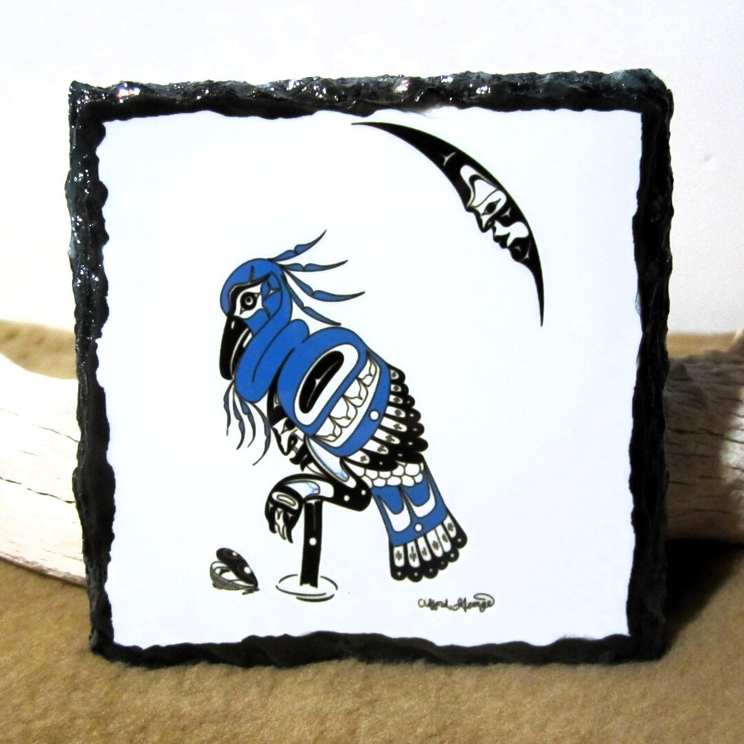 Nuu Chah Nulth First Nation 'heron & Clam' Slate Coaster Pacific North ...