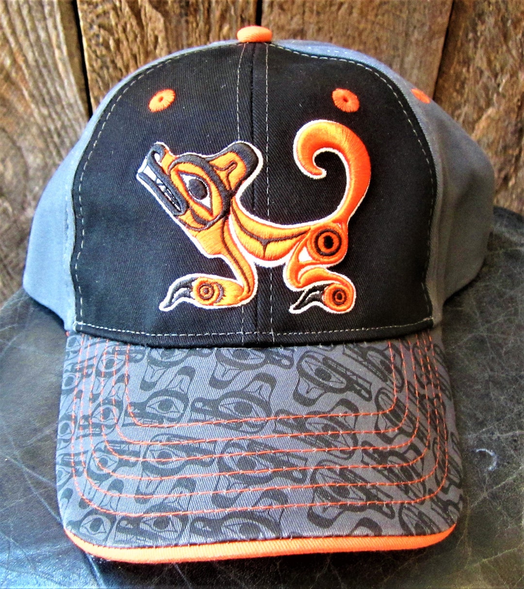 Haida First Nations 'wolf' Stretch Fit Ball Cap Hat Pacific North West ...