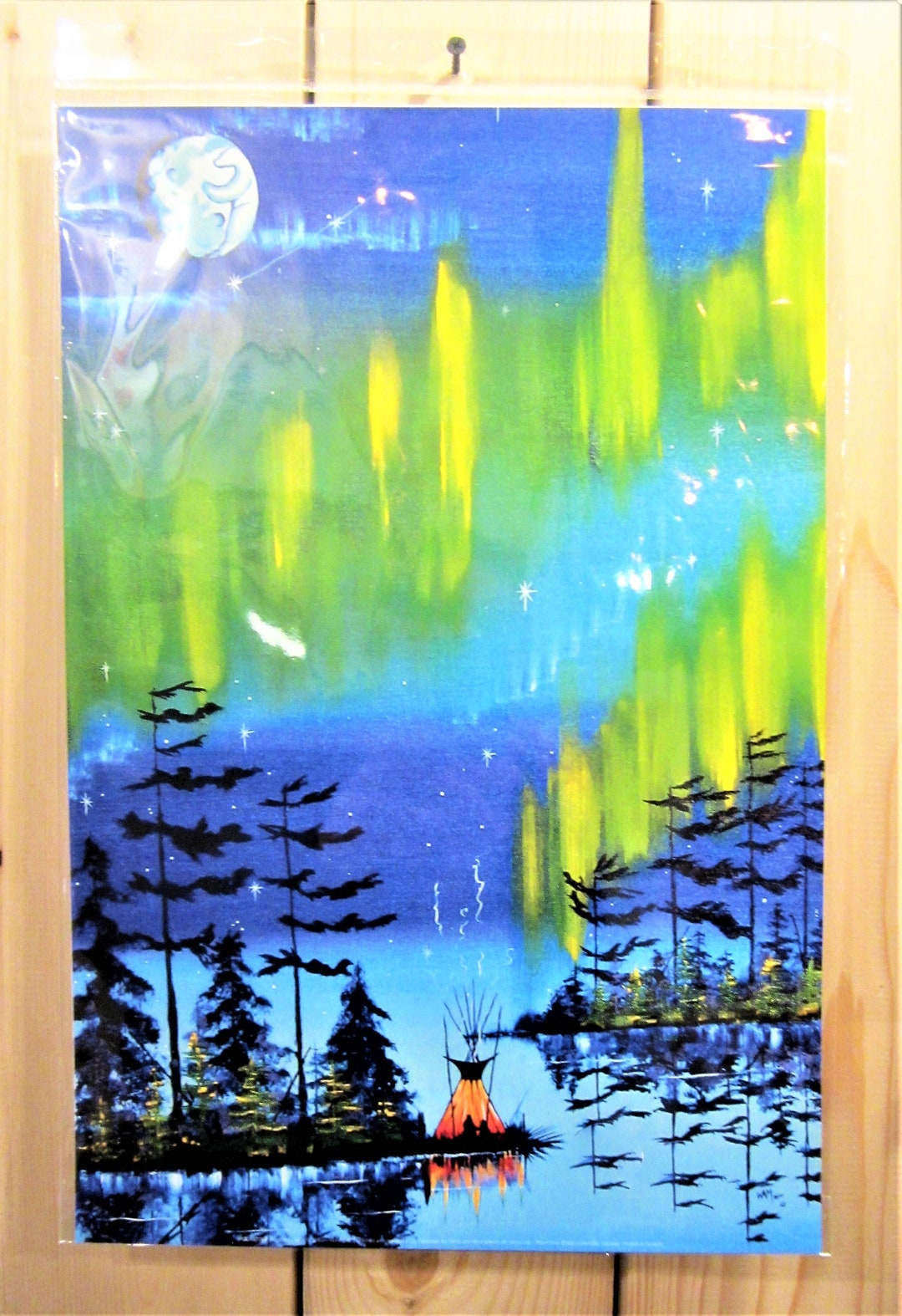 Ojibway First Nation 'northern Lights' Contemporary Eastern Woodlands ...
